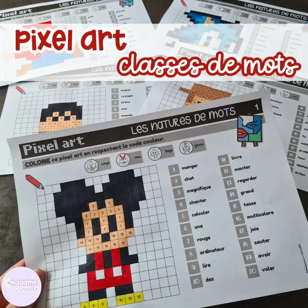 Pixel art : les classes de mots | Madame CCmelle